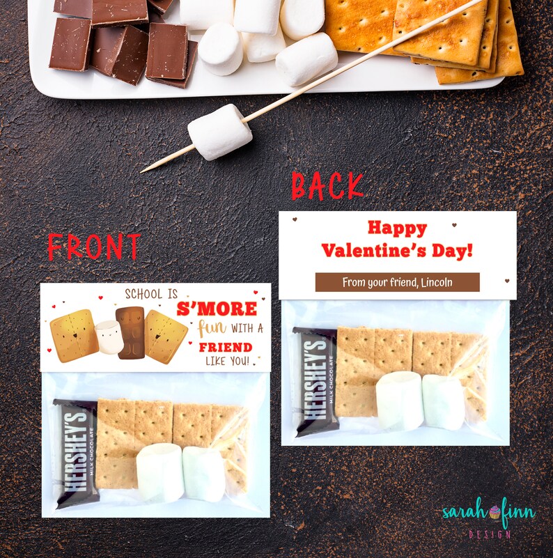 Editable Smores Valentines Day Treat Bag Toppers School Valentine's S ...