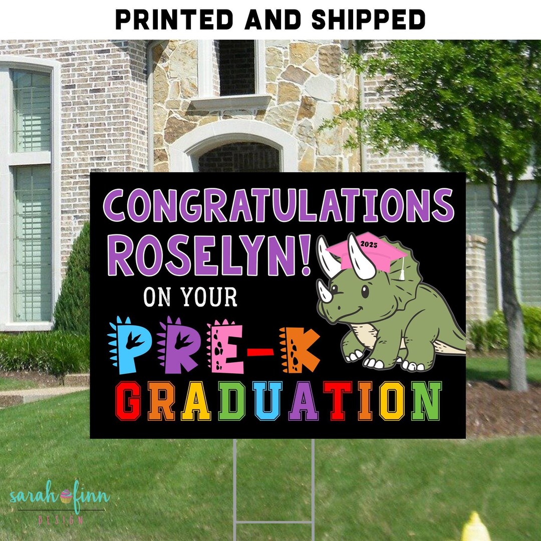 Pre-k Graduation Yard Sign Elementary Prek Graduation 2025 Dinosaur ...