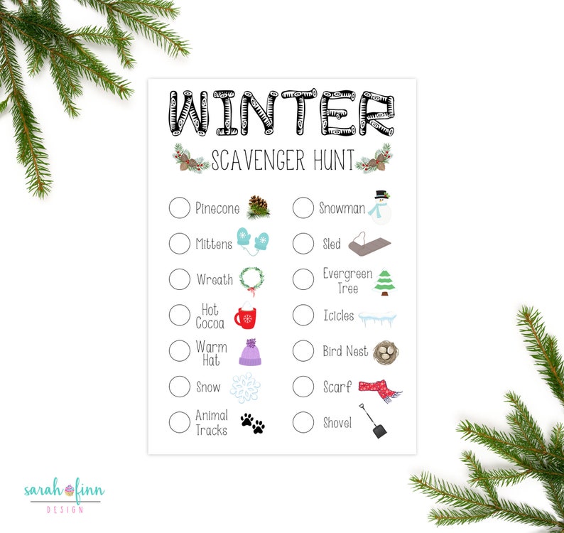 Winter Scavenger Hunt Quarantine Activities Printable Indoor - Etsy