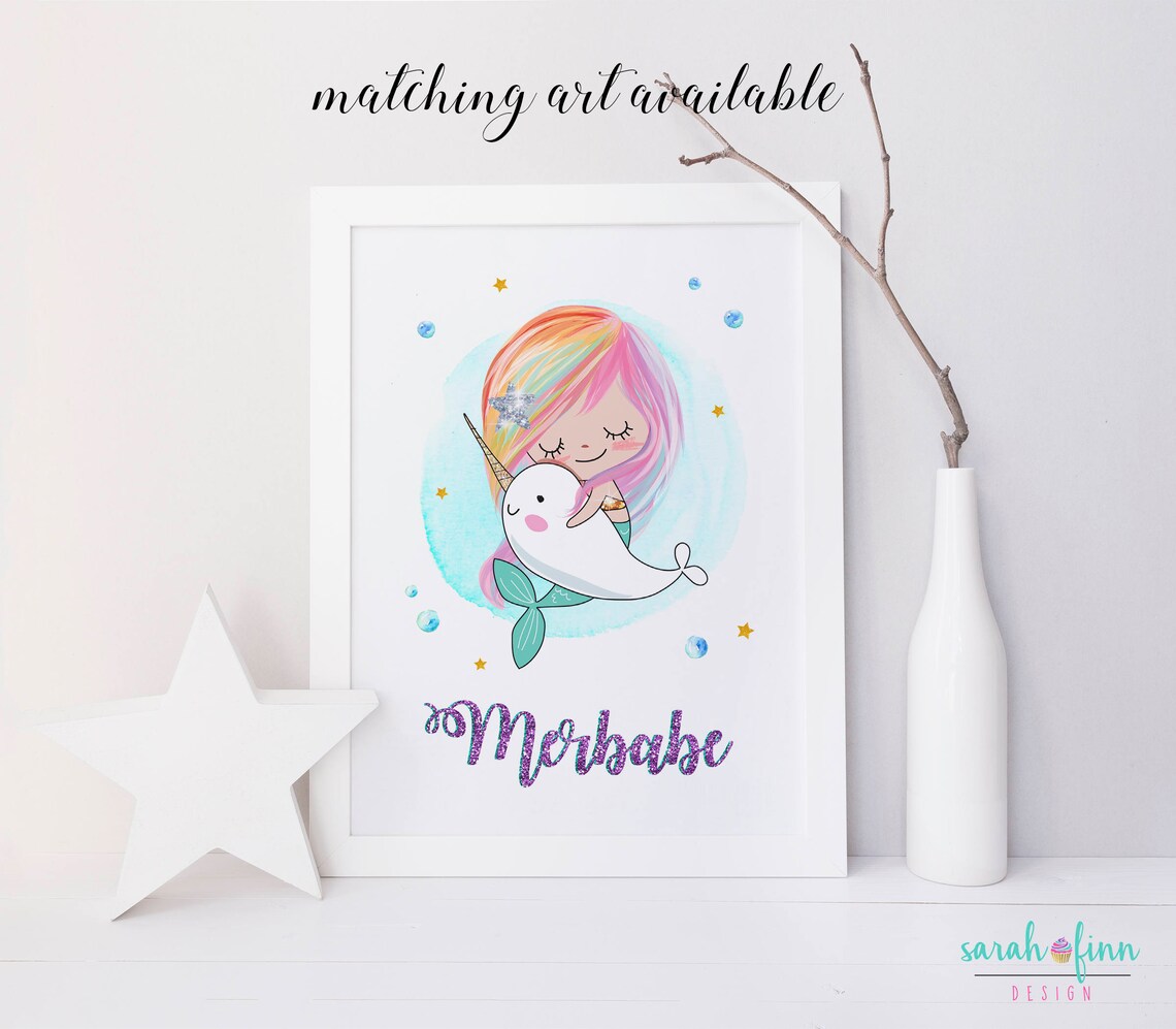 Mermaid Decor Personalized Name Art Birthday Mermaid Gifts for | Etsy