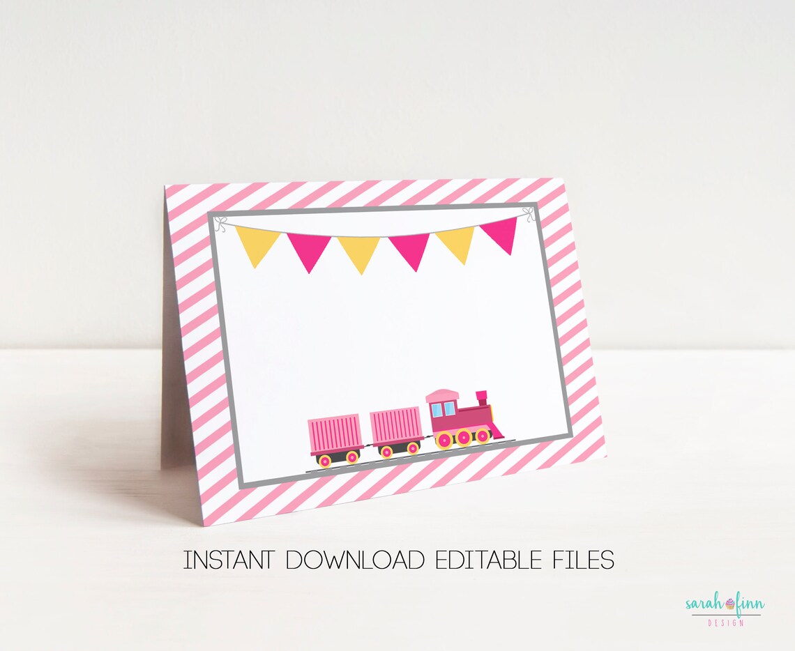 Train Birthday Printable Party Pack Girl Second Birthday Pink Train ...