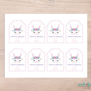 Bunny Birthday Party Favor Tags Printable Thank You Tags Hopping by ...