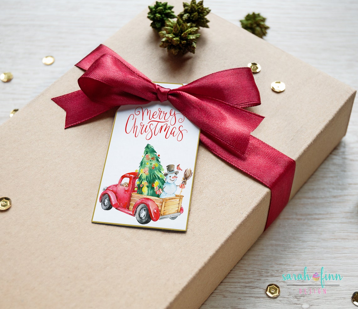 Christmas Truck Gift Tags Vintage Holiday Trucks Cars Instant - Etsy