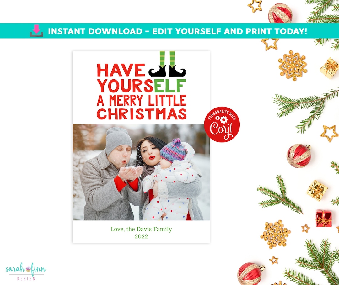 Editable Elf Christmas Card Template Add Your Own Photo Edit in Corjl ...