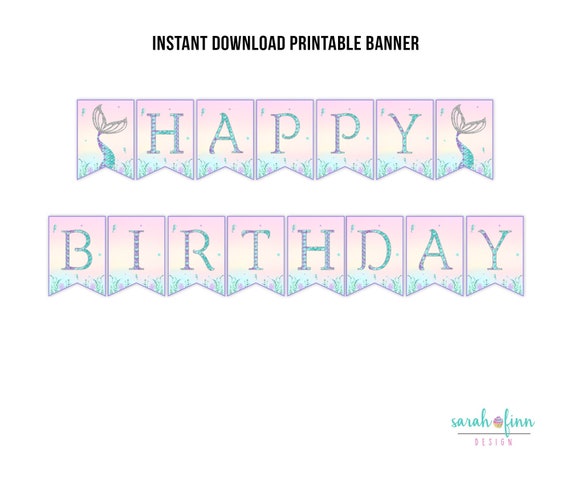 Mermaid Birthday Banner Printable Instant Download Under the - Etsy