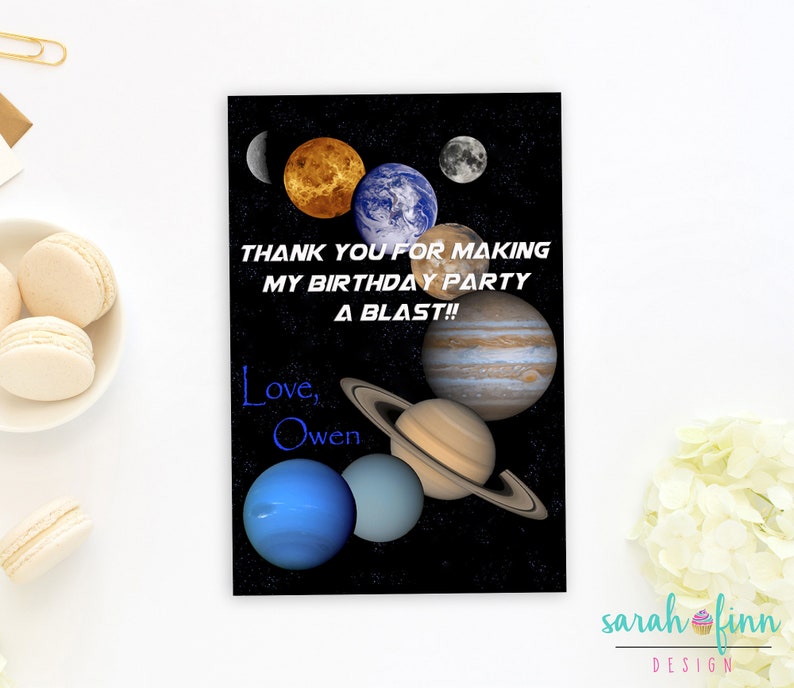 Planet Thank You Card Space Printable Thank You Card Space - Etsy