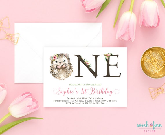 Hedgehog Birthday Invitation Hedgehog Party Woodland | Etsy