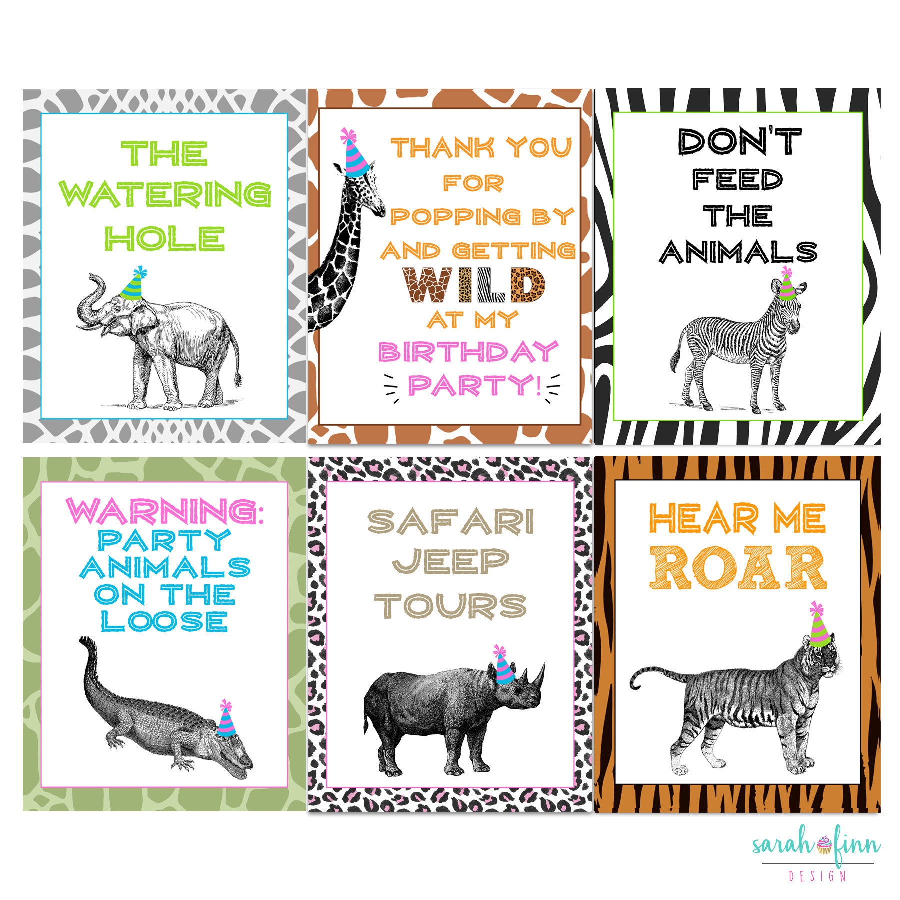 Party Animal Printable Signs Zoo Birthday Wild Animal Party | Etsy