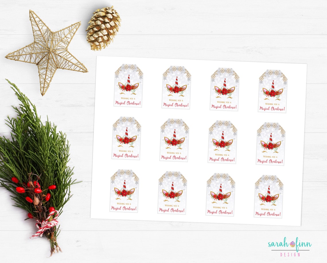 Unicorn Christmas Gift Tags Instant Download Printable Magical - Etsy