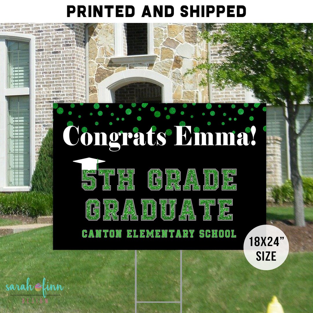 Elementary Graduation Yard Sign 18x24" Size Elementary Graduate Middle ...