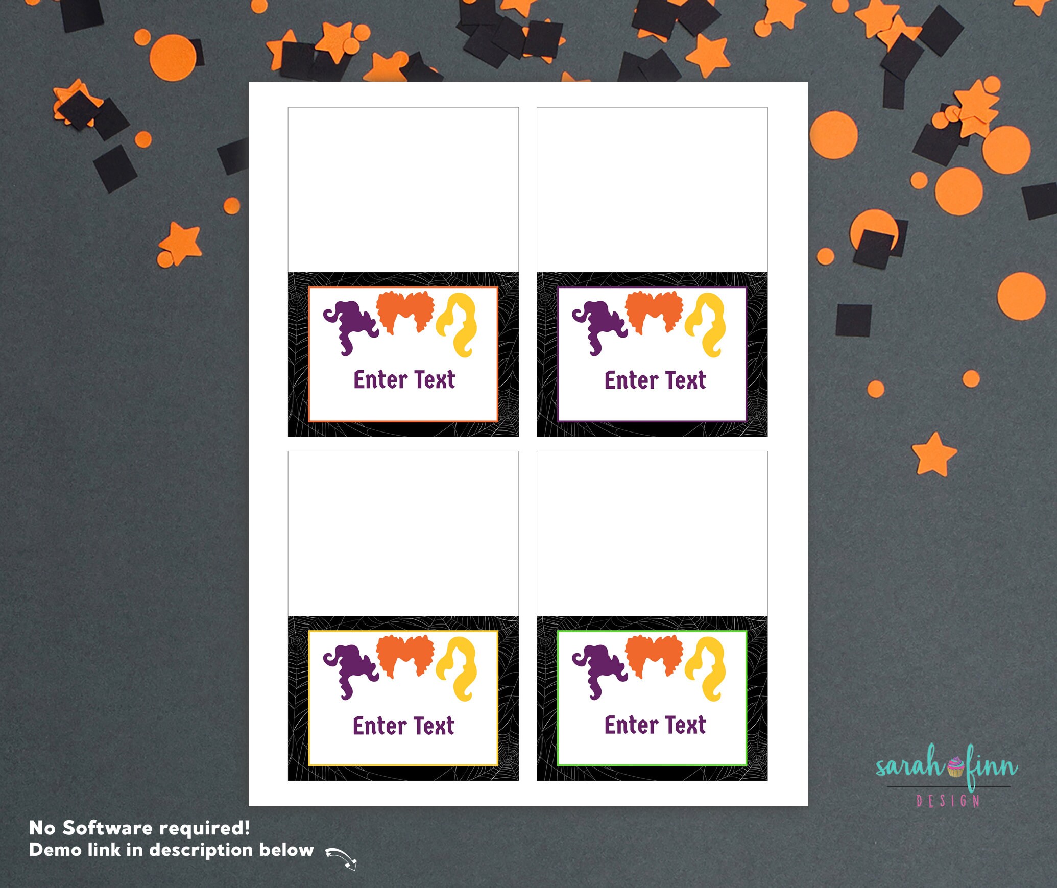 Halloween Witches Food Tents Instant Download Editable With Corjl ...