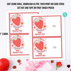 Fruit Snack School Valentine Printable Berry Cards Classroom Valentines ...