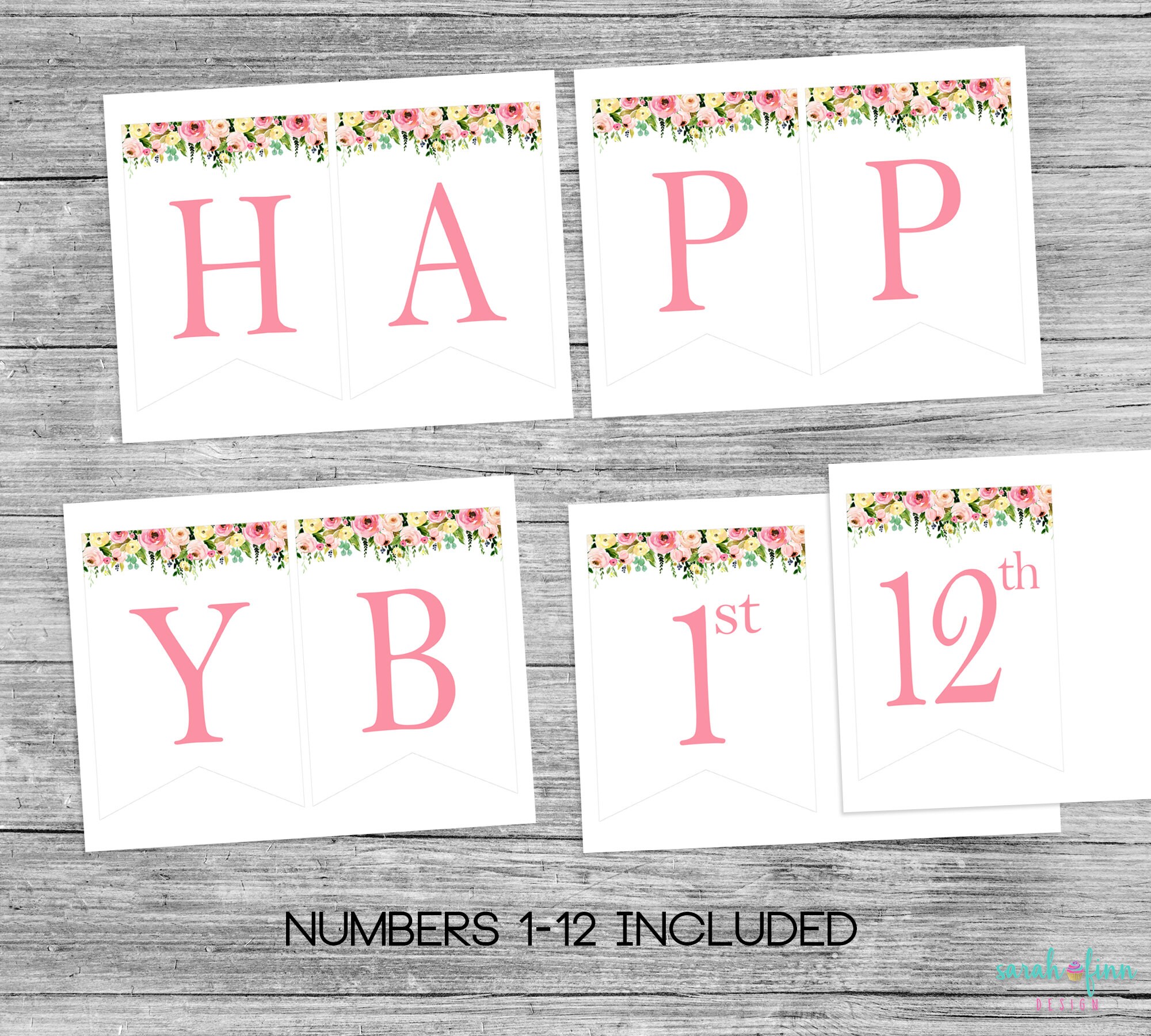Hedgehog Happy Birthday Banner Printable Instant Download Girl Floral ...