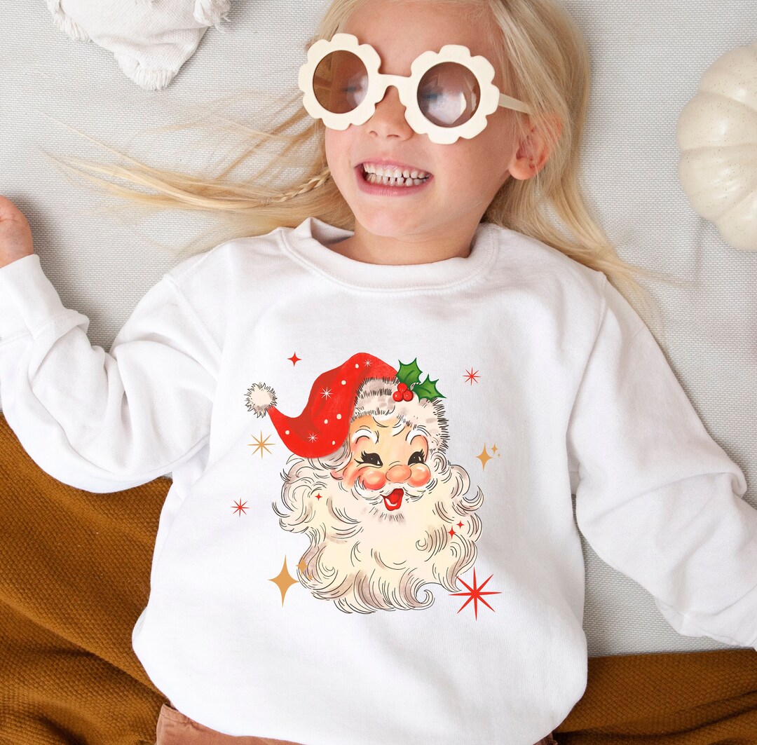 Kids Santa Sweatshirt Classic Red Santa Sweater for Girls Santa Head ...