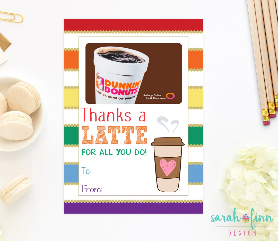 Teacher Appreciation Thanks a Latte Printable Teacher Gift Coffee ...