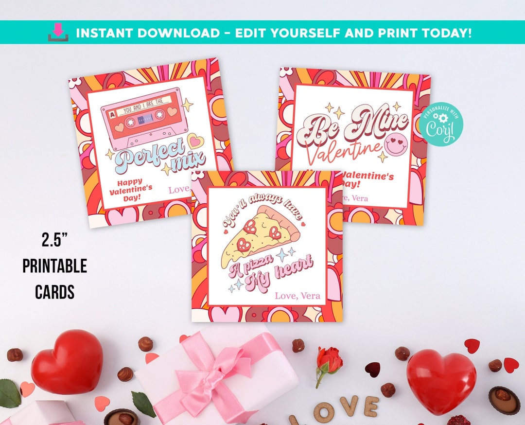 Groovy School Valentine Printable Groovy Cards Classroom Valentines ...