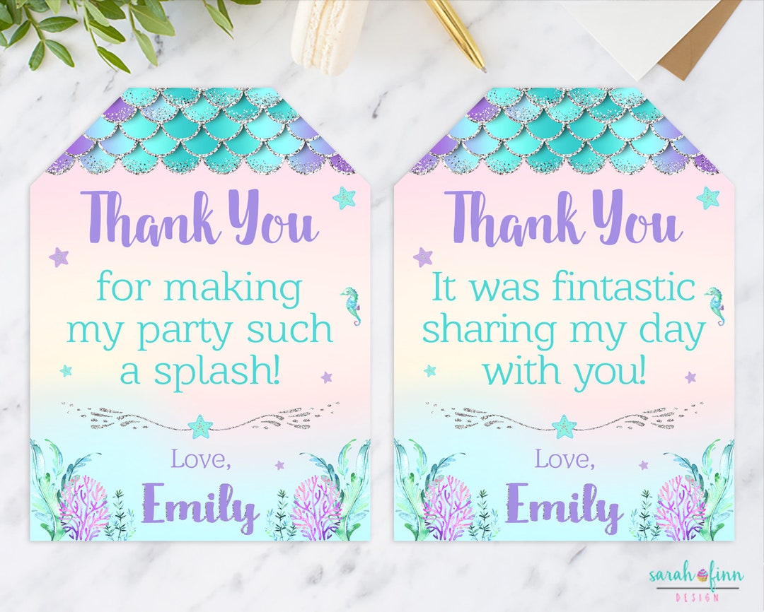 Mermaid Favor Tags Mermaid Birthday Party Thank You Tags Printable ...