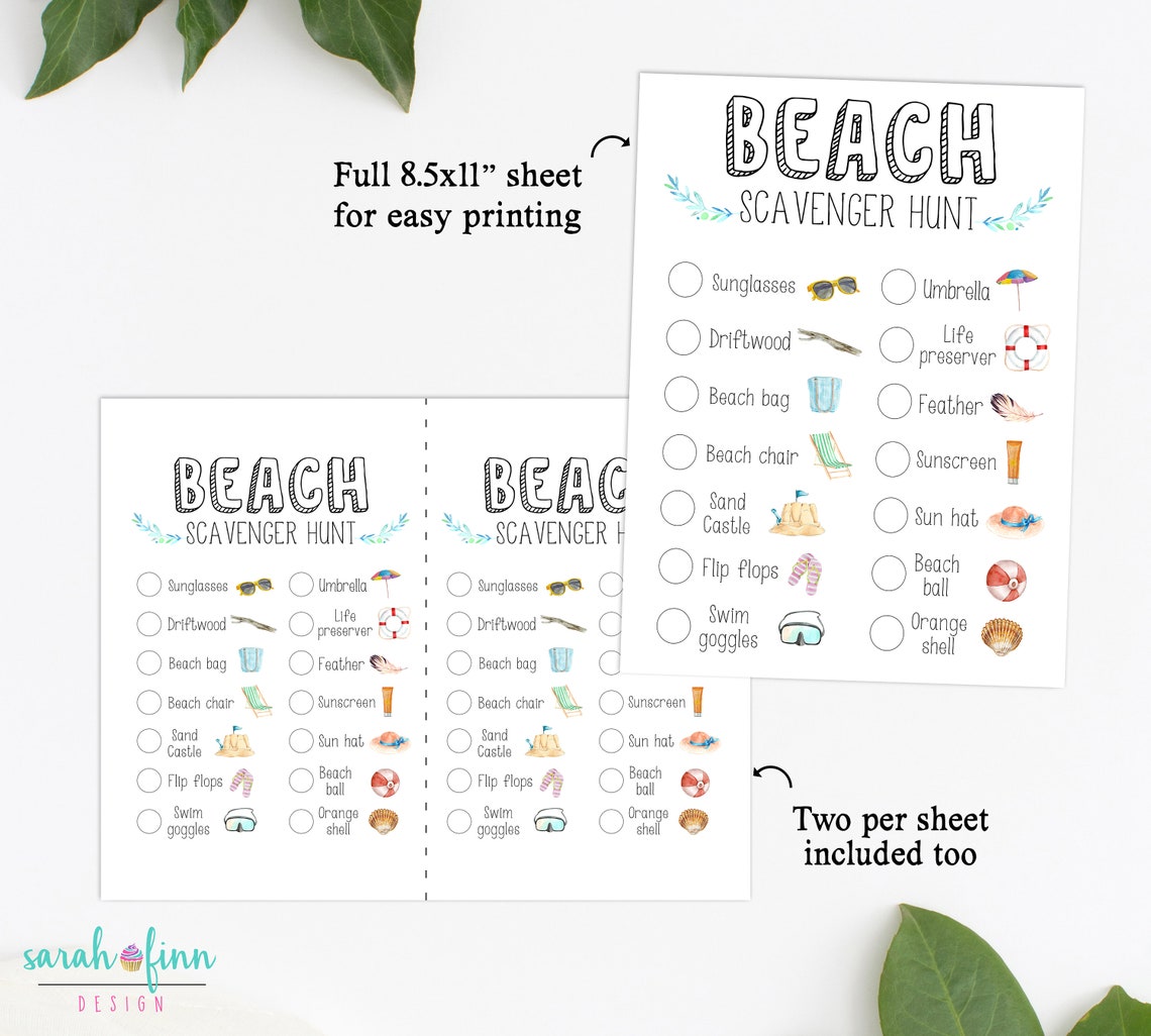 Beach Scavenger Hunt Summer Vacation Scavenger Hunt for Kids - Etsy