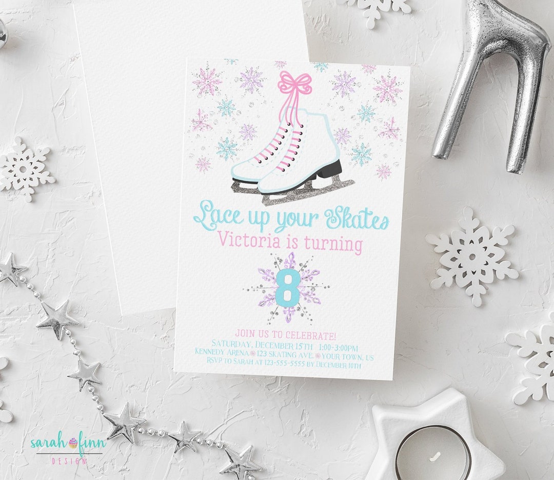 Ice Skating Invitation Ice Skate Party Birthday Invitation Winter ...