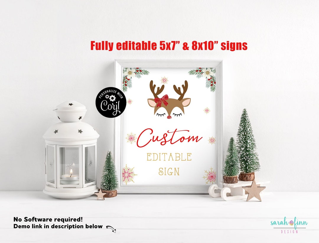 Editable Christmas Party Sign Instant Download Editable With Corjl Xmas ...