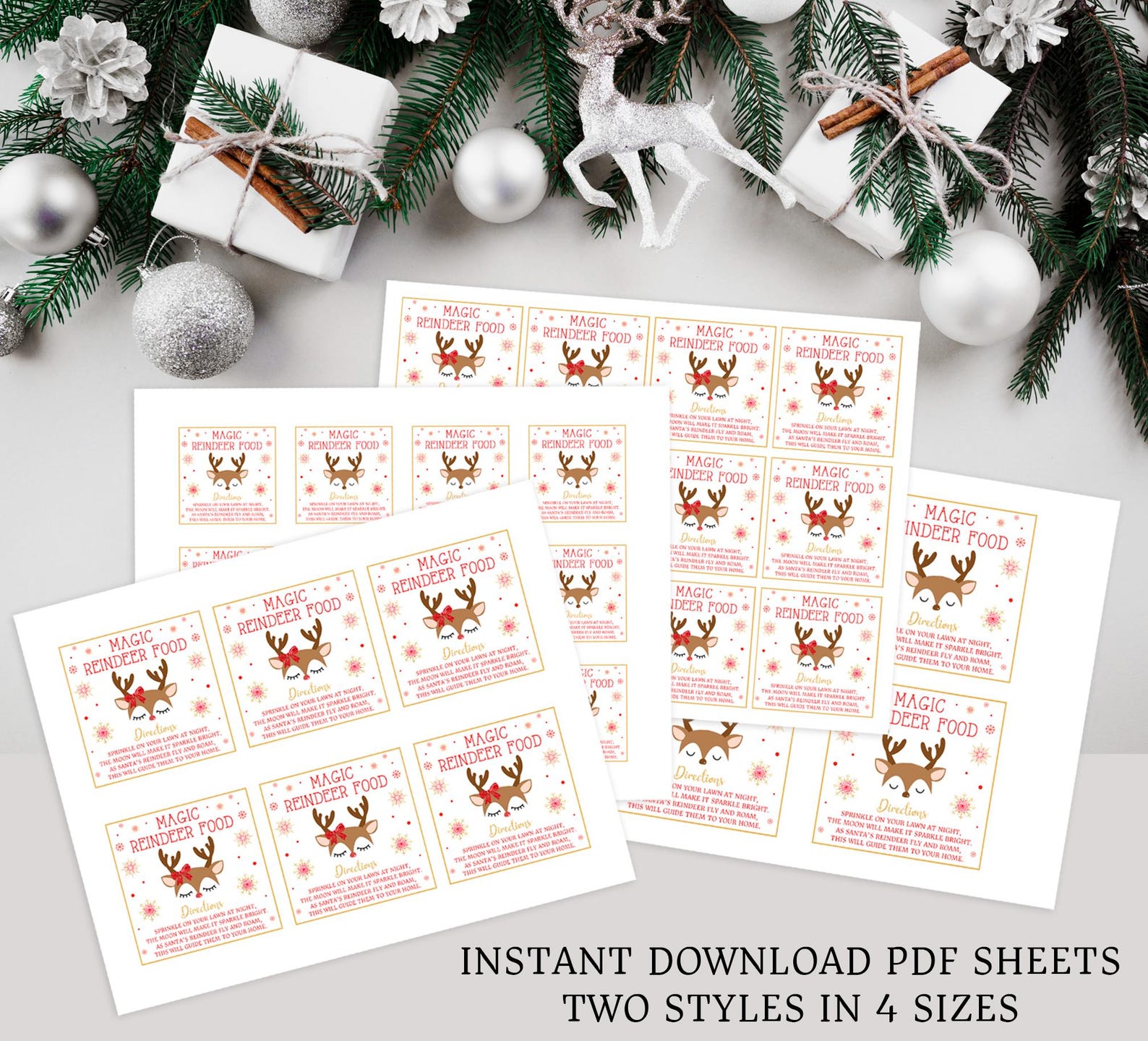 Magic Reindeer Food Tags Printable Christmas Tags Party Game Kids ...