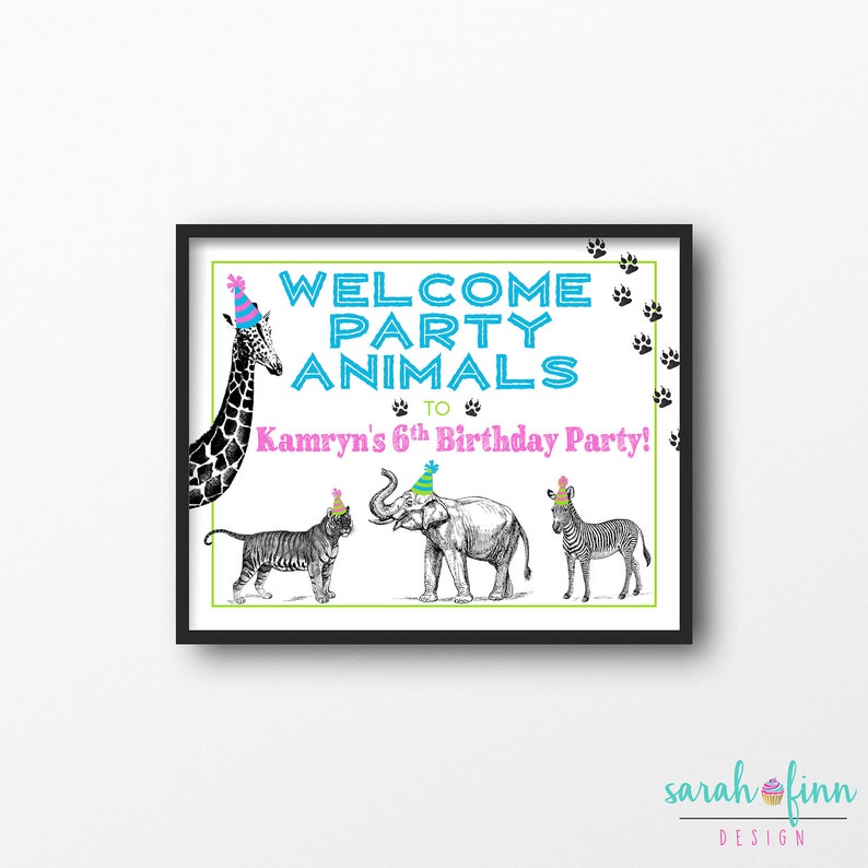 Party Animal Welcome Sign Zoo Party Decor Sign Wild Animal | Etsy