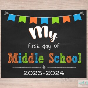 Printable First Day of Middle School Sign Instant Download Printable ...