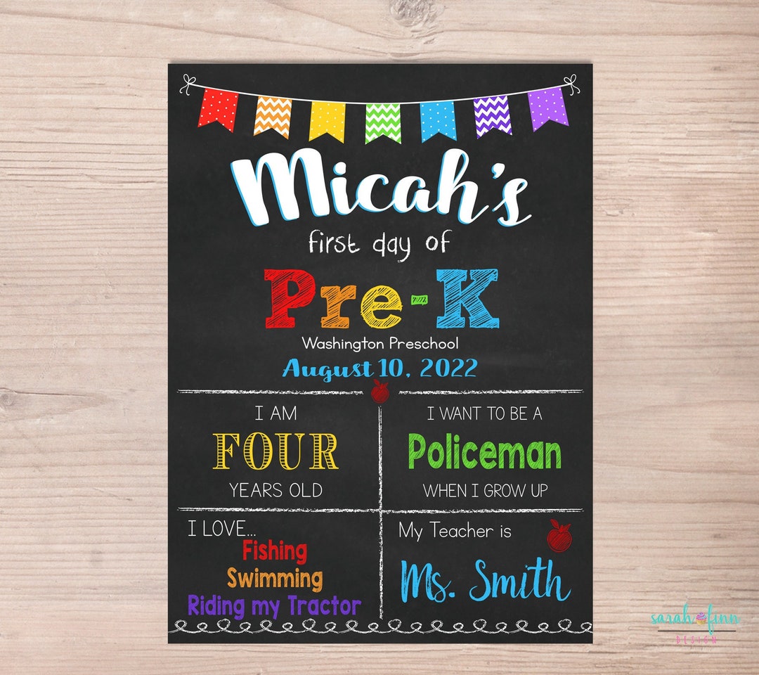 First Day of Pre-k Sign or Last Day of School Sign Boy Girl ...