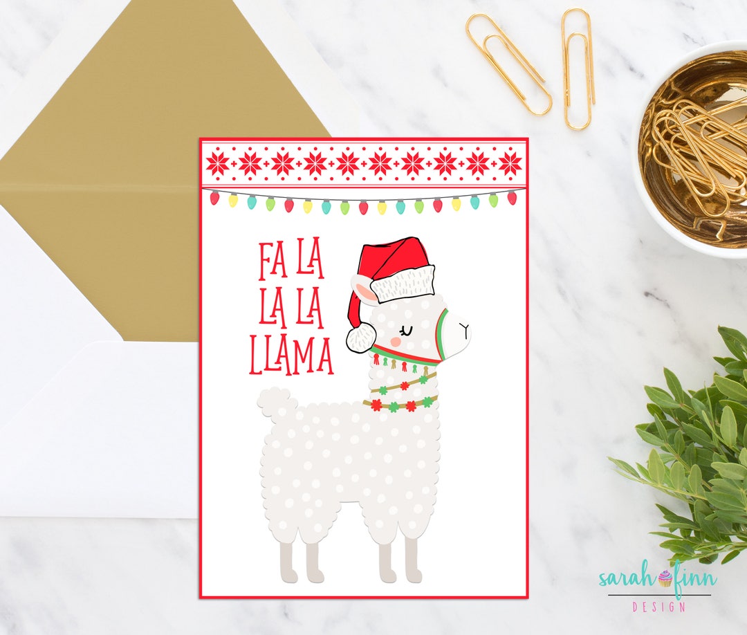 Llama Christmas Card Printable Card Fa La La Llama Instant Download ...