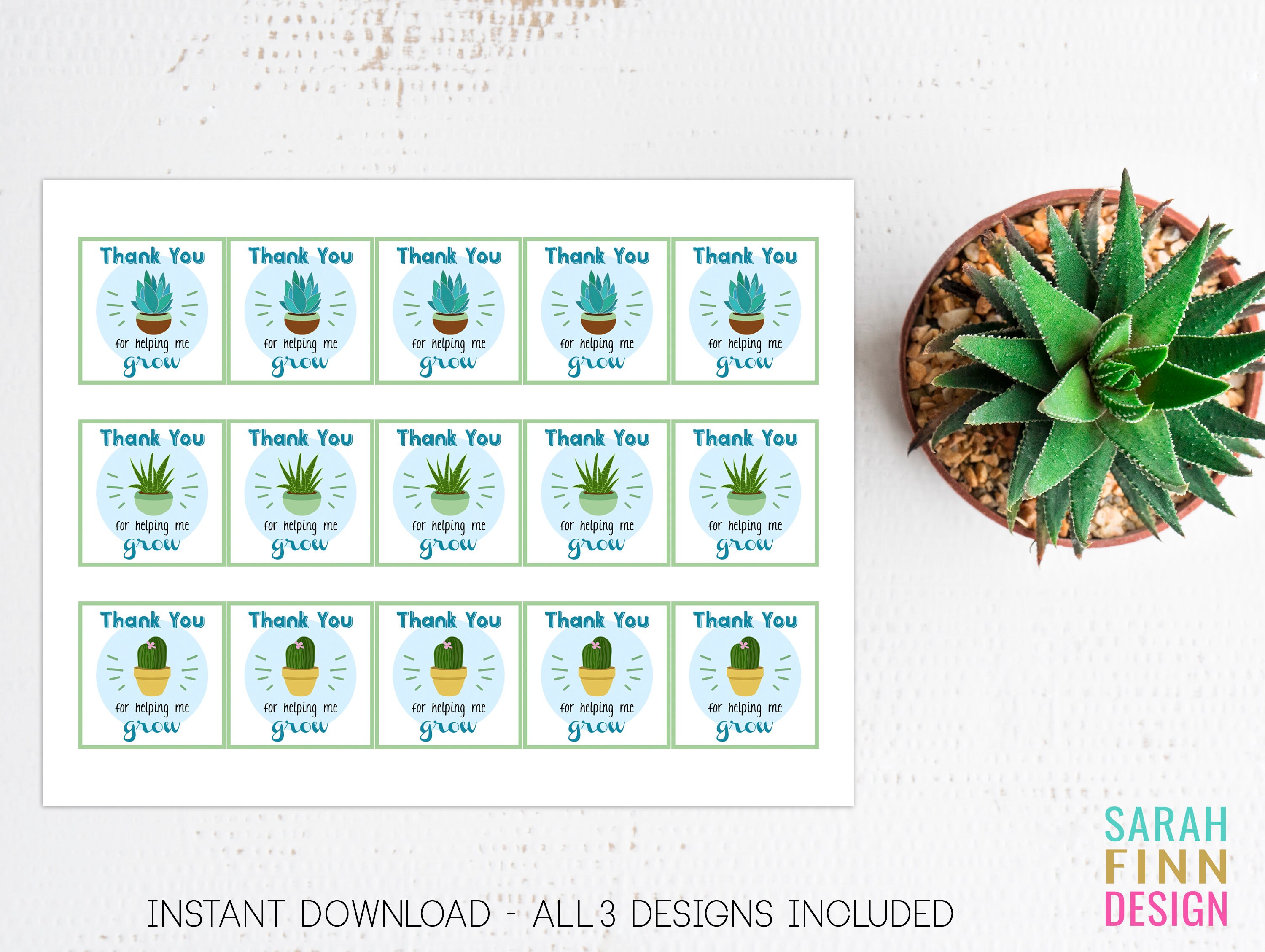 Thank You for Helping Me Grow Gift Tags Instant Download - Etsy