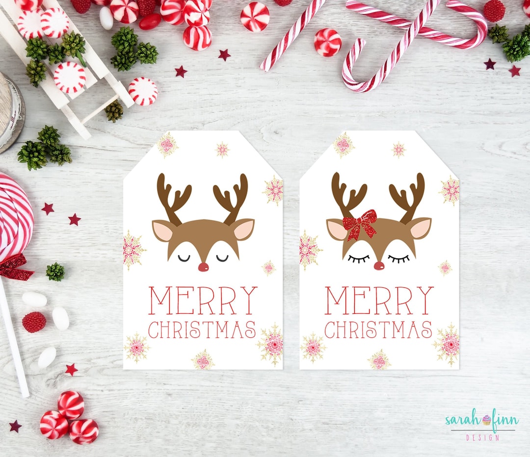 Reindeer Christmas Gift Tags INSTANT DOWNLOAD Printable Boy Reindeer ...