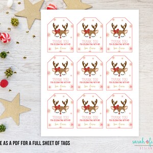 EDITABLE Girl Reindeer Deer Birthday Favor Tags Party Thank You Tags ...