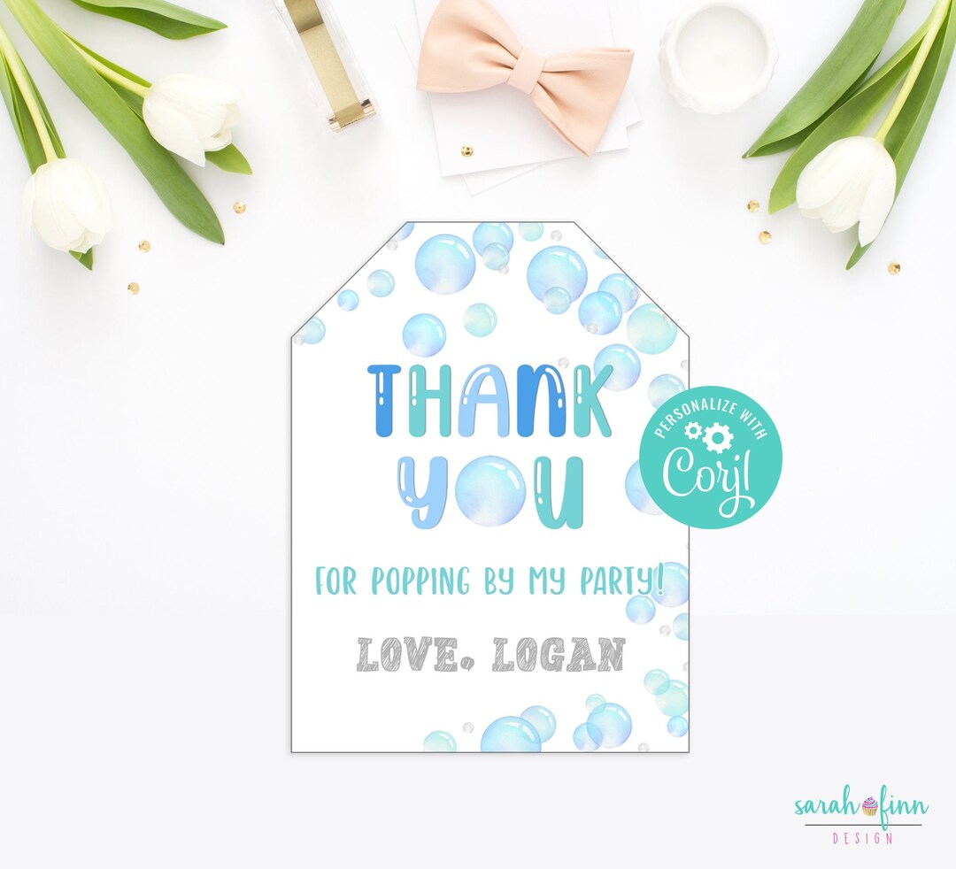 Bubble Favor Tags Editable Bubble Party Thank You Tags Bubble Birthday ...