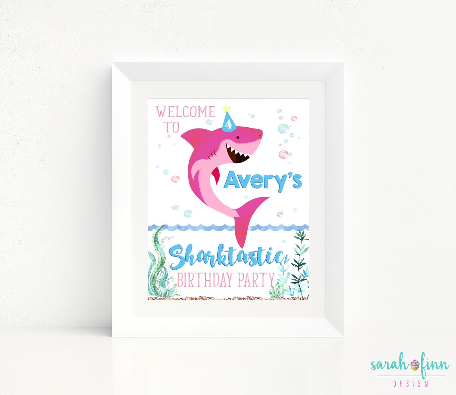 Shark Party Welcome Sign Printable Pink Shark Birthday Party - Etsy