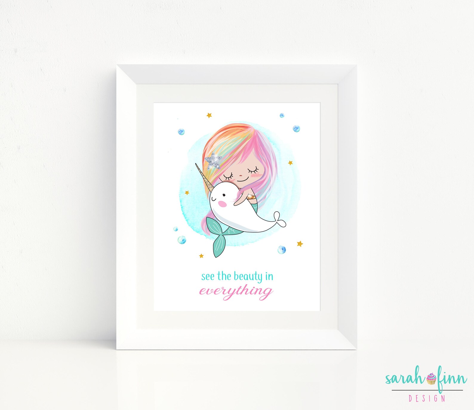 Mermaid Printable Decor Mermaid Narwhal Birthday Party Gift | Etsy