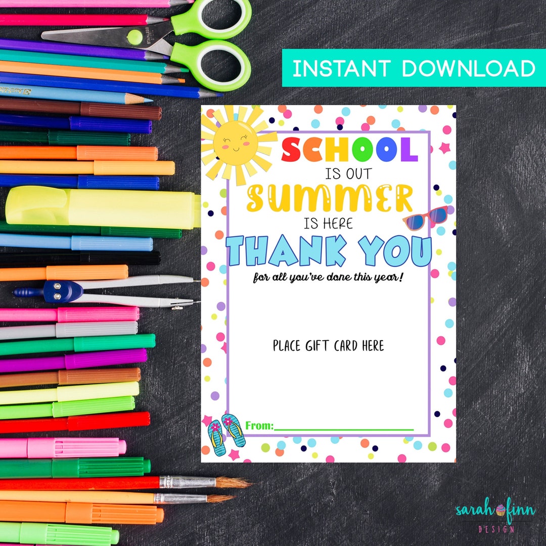 Teacher Gift Card Holder | Instant Download Thank You Gift | School is ...