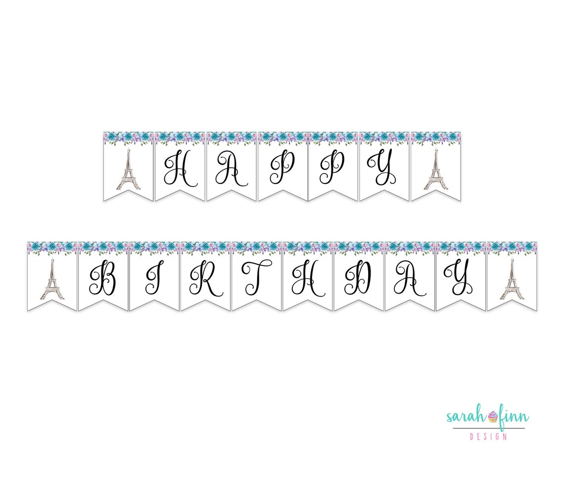 Paris Birthday Banner Printable Instant Download Paris Party - Etsy