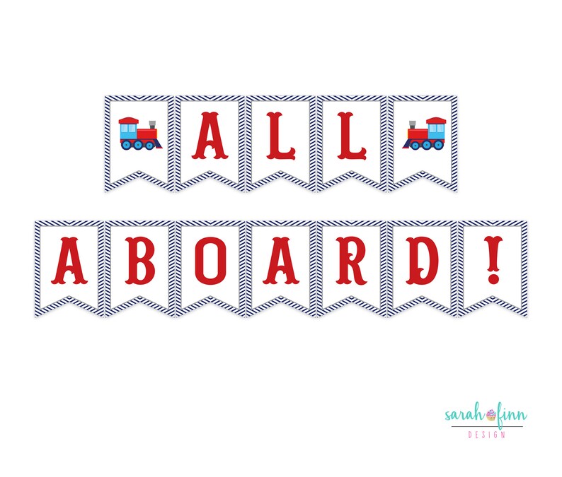 Train Birthday Banner Printable Instant Download All Aboard - Etsy