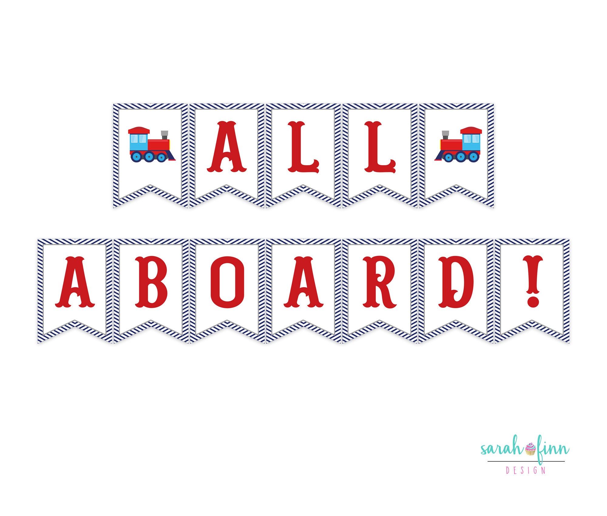 Train Birthday Banner Printable Instant Download All Aboard | Etsy