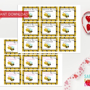 Bee Friend Valentine Cards Kids INSTANT DOWNLOAD Beeing Friend ...