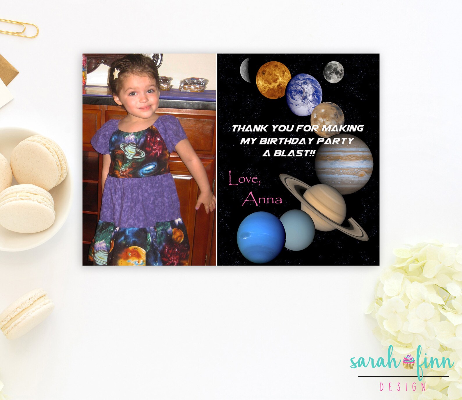 Planet Thank You Card Space Printable Thank You Card Space - Etsy