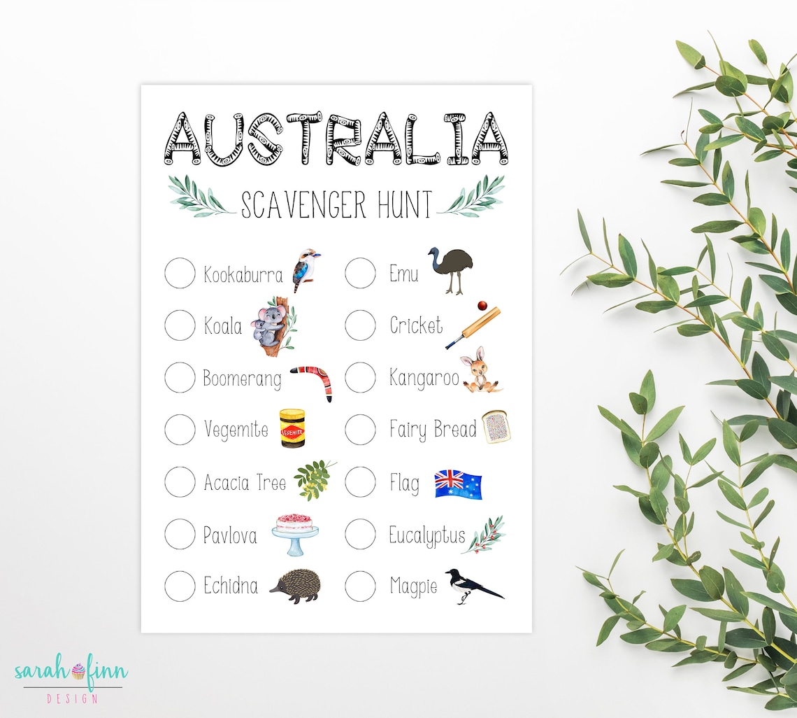 Australia Scavenger Hunt Australian Nature and Food Hunt - Etsy