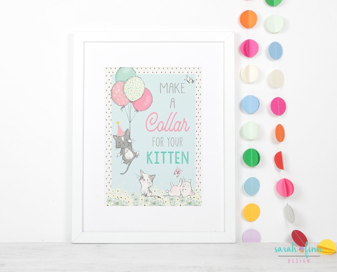 Make a Collar Sign Kitten Birthday Sign Table Decor Cat Birthday Party ...