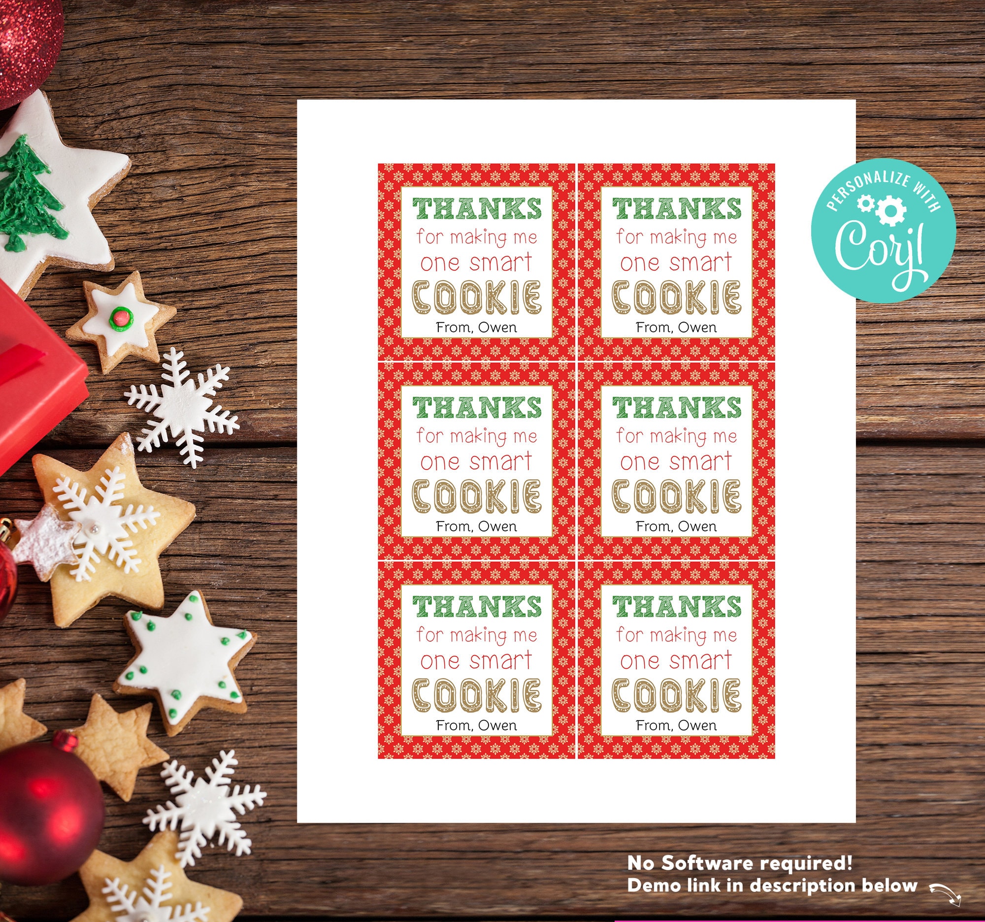 Teacher Appreciation Printable Thanks for Making Me One Smart Cookie ...