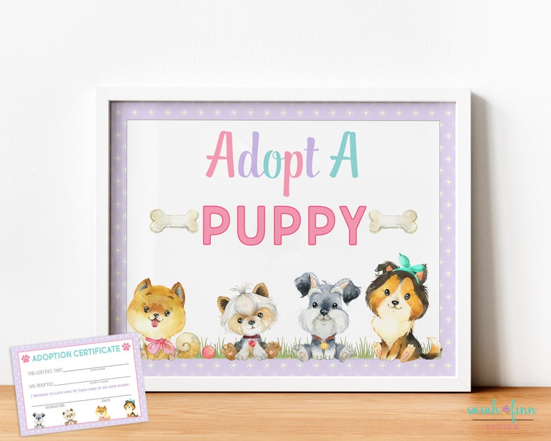 Adopt a Puppy Sign and Certificate Puppy Printable Dog - Etsy
