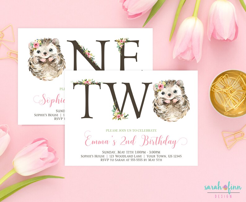 Hedgehog Birthday Invitation Hedgehog Party Woodland Invitation First ...