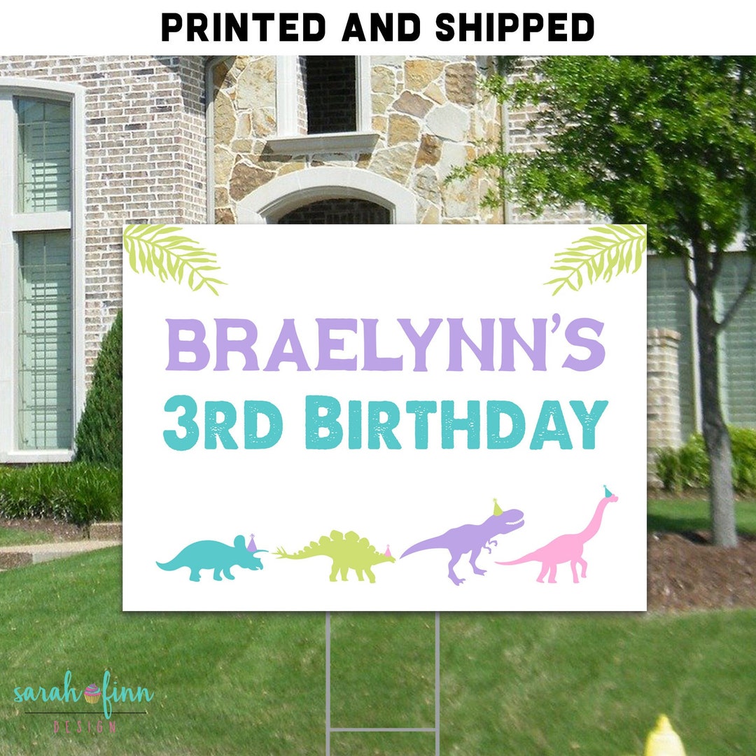 Dinosaur Girl Birthday Yard Sign Personalized Dino Lawn Sign Yard ...