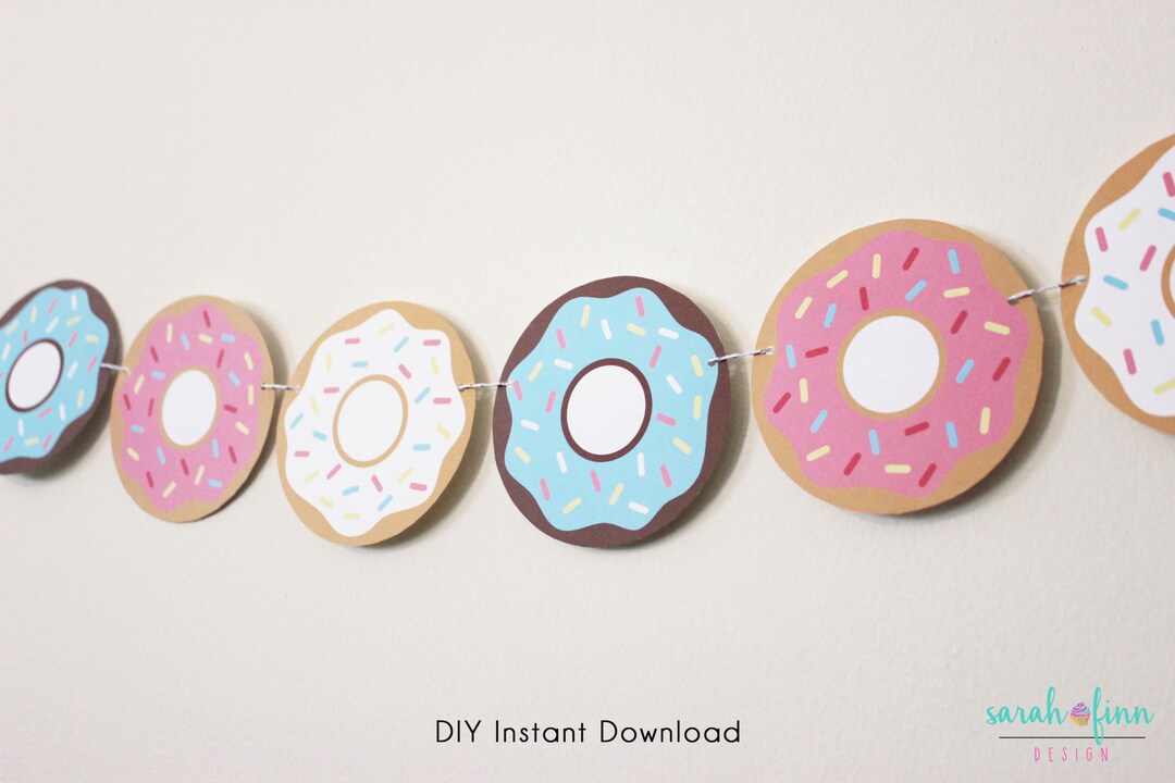 Donut Banner Garland Donut Decorations Instant Download Donut Decor ...
