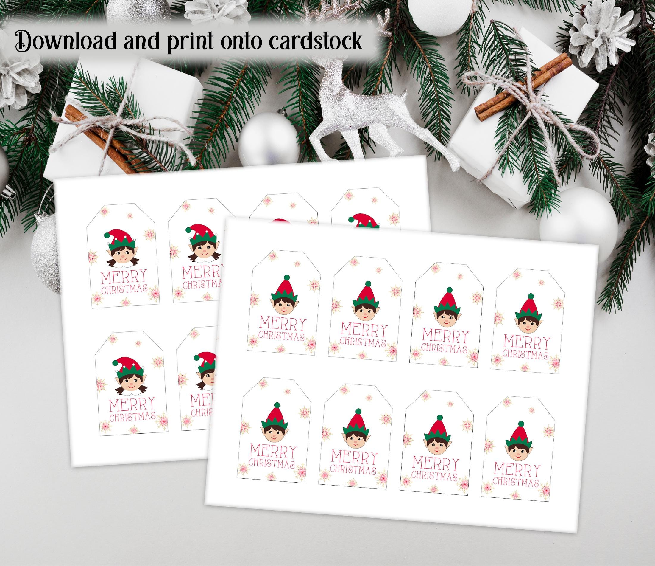 Elf Christmas Gift Tags INSTANT DOWNLOAD Printable Boy Elf Girl Elf ...