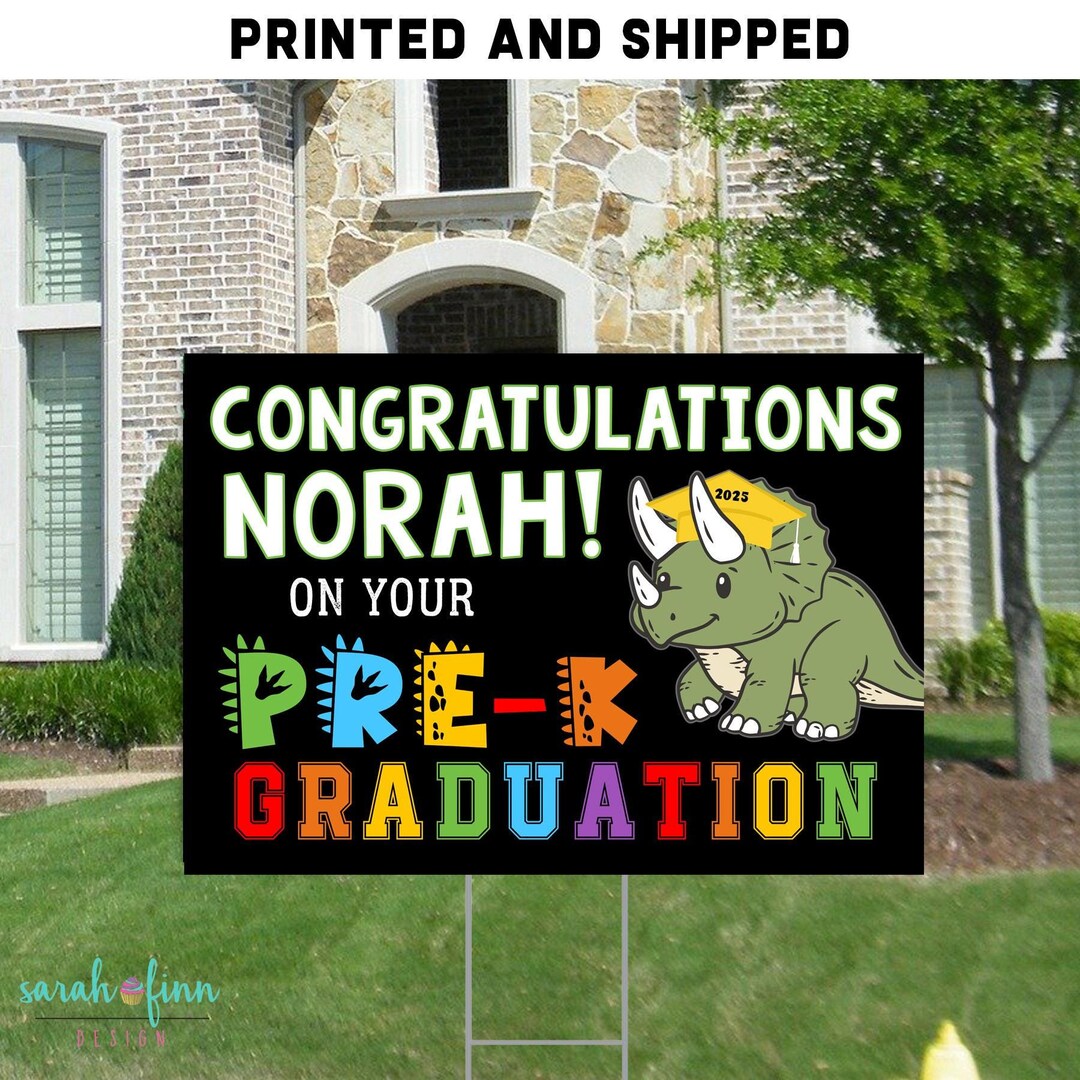 Pre-k Graduation Yard Sign Elementary Prek Graduation 2025 Dinosaur ...